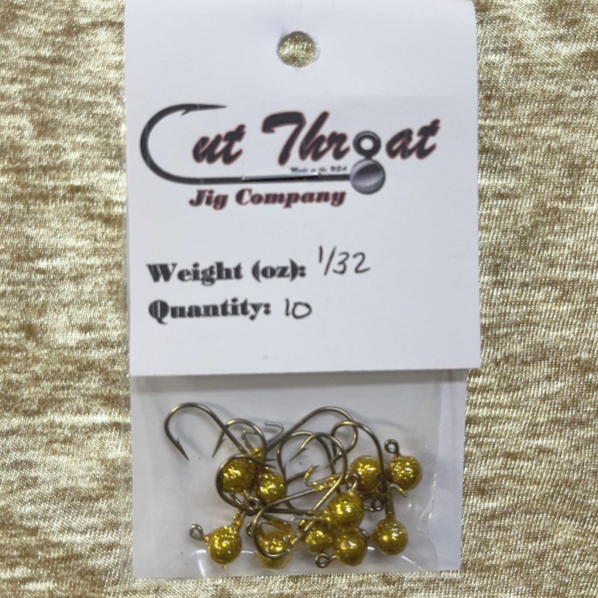 1/32 oz Disco Gold Mustad Wire Keeper jig Heads | Cut Throat Jig Company
